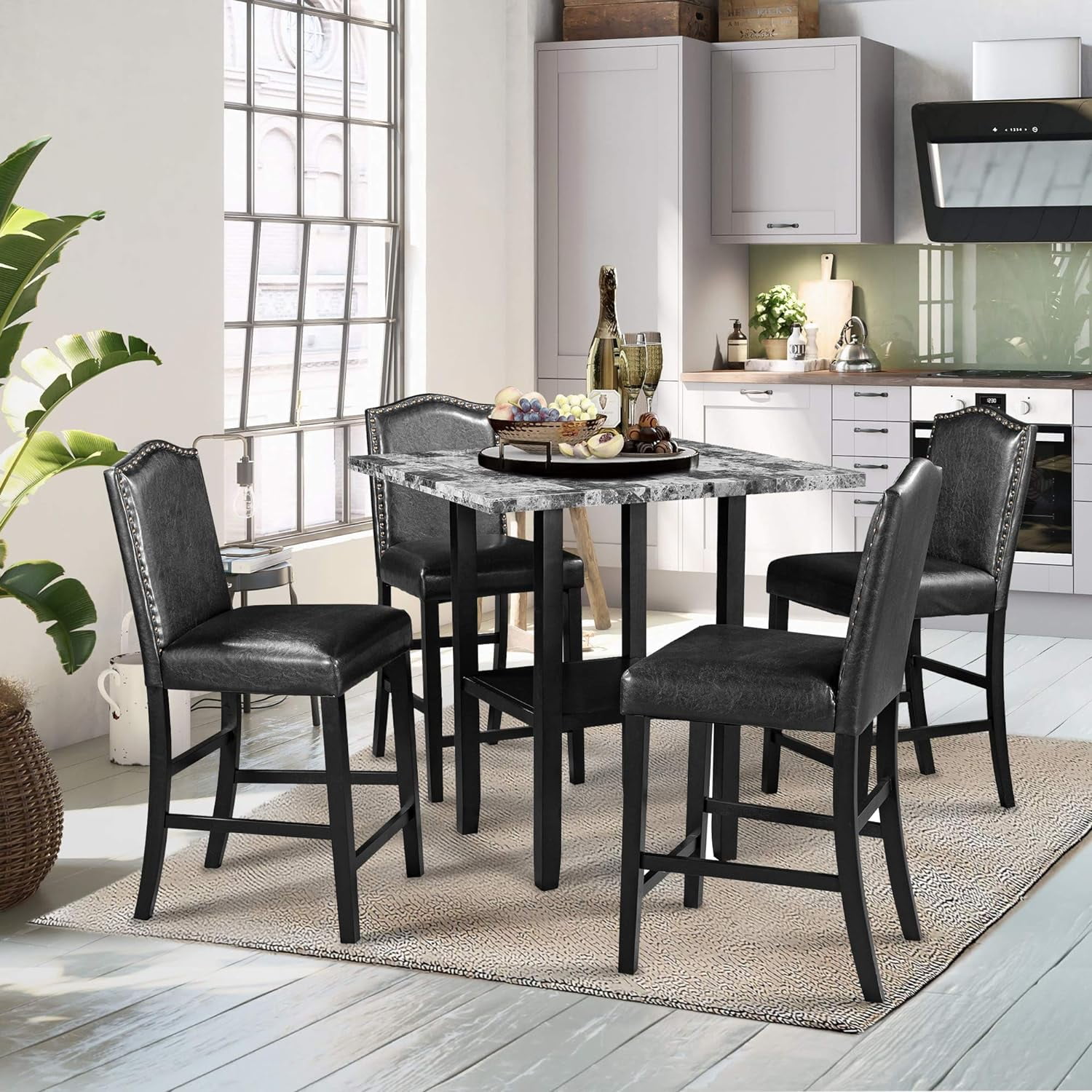 5 Piece Dining Room Table Set Kitchen Table Set With Laminated Faux ...
