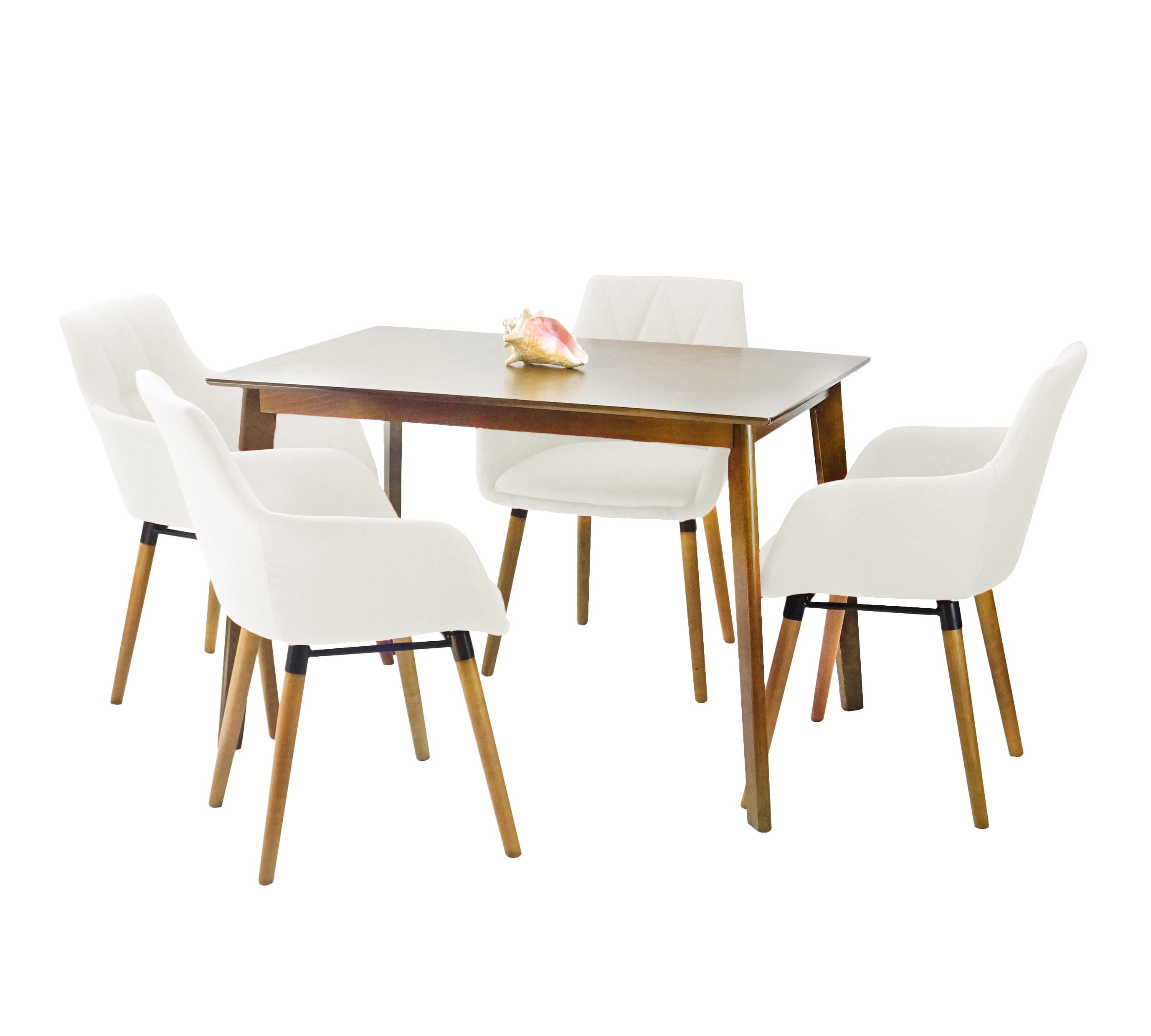 5 Piece Dining Set, 4 Modern Style Solid Wood Alba Armchairs w ...
