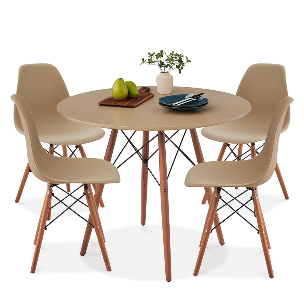 5-Piece Dining Set, Compact Mid-Century Modern Table & Chair Set for ...