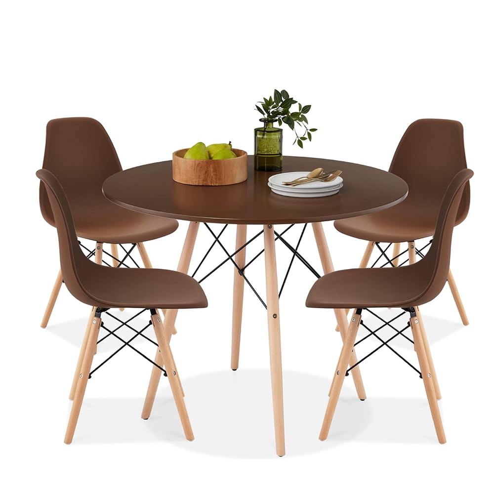 5-Piece Dining Set, Compact Mid-Century Modern Table & Chair Set w ...