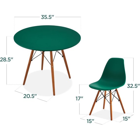 5-Piece Dining Set, Compact Mid- Modern Table & Chair Set for Home ...