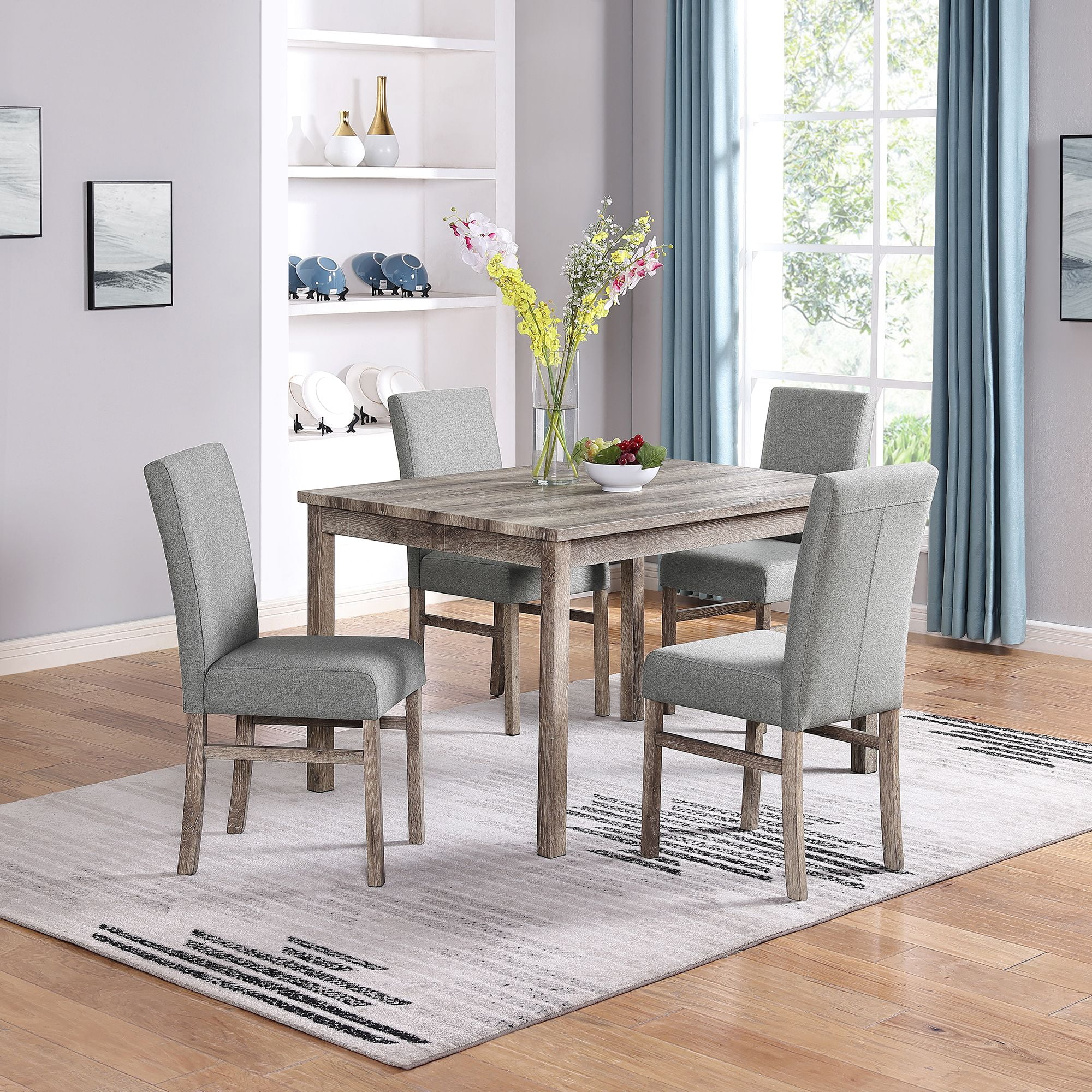 5-Piece Dining Set, Compact Modern 48-inch Rectangular Dining Table ...