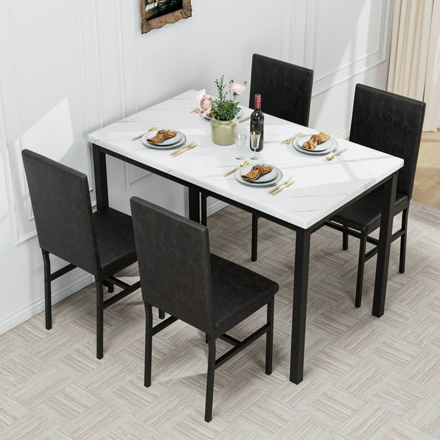 5 Piece Dining Set Modern Dining Table And Chairs Set For 4 Kitchen