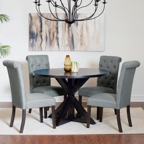 5-Piece Dining Set | Round Table for Cozy Dining Room | Oak Veneer ...