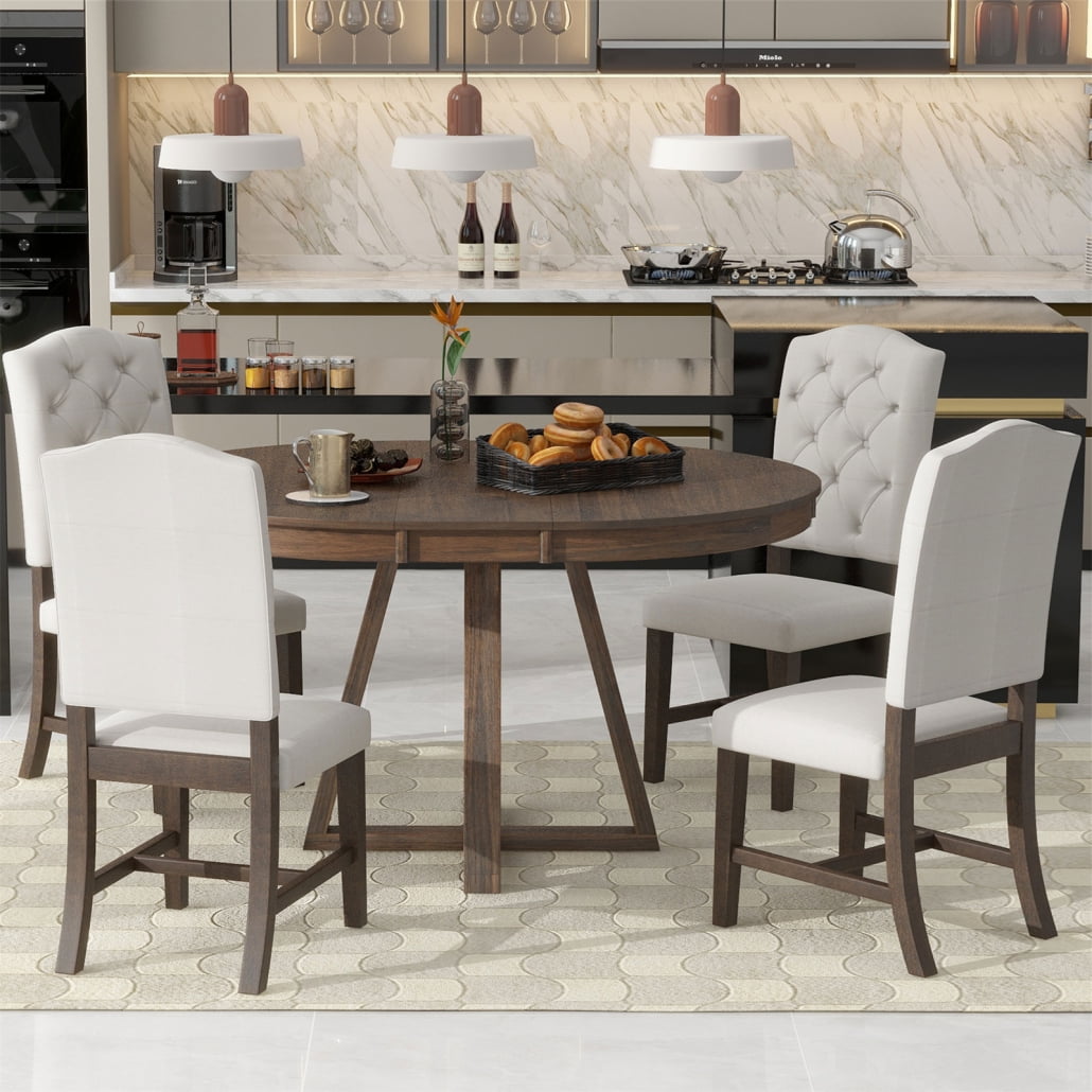 5-Piece Dining Set, Dining Table Set for 5, Retro Functional Dining ...