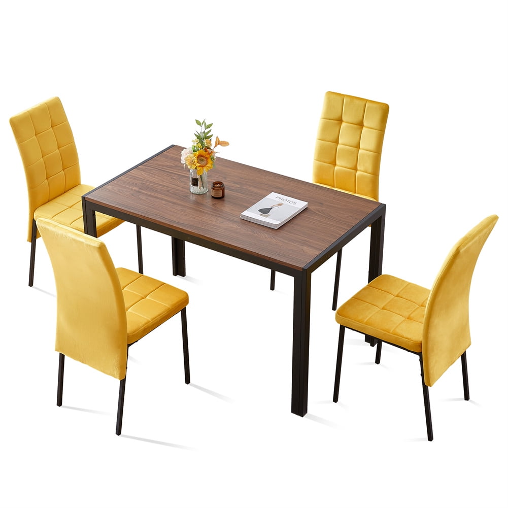 5-Piece Dining Set,Velvet High Back Nordic Dining Chair & Creative ...