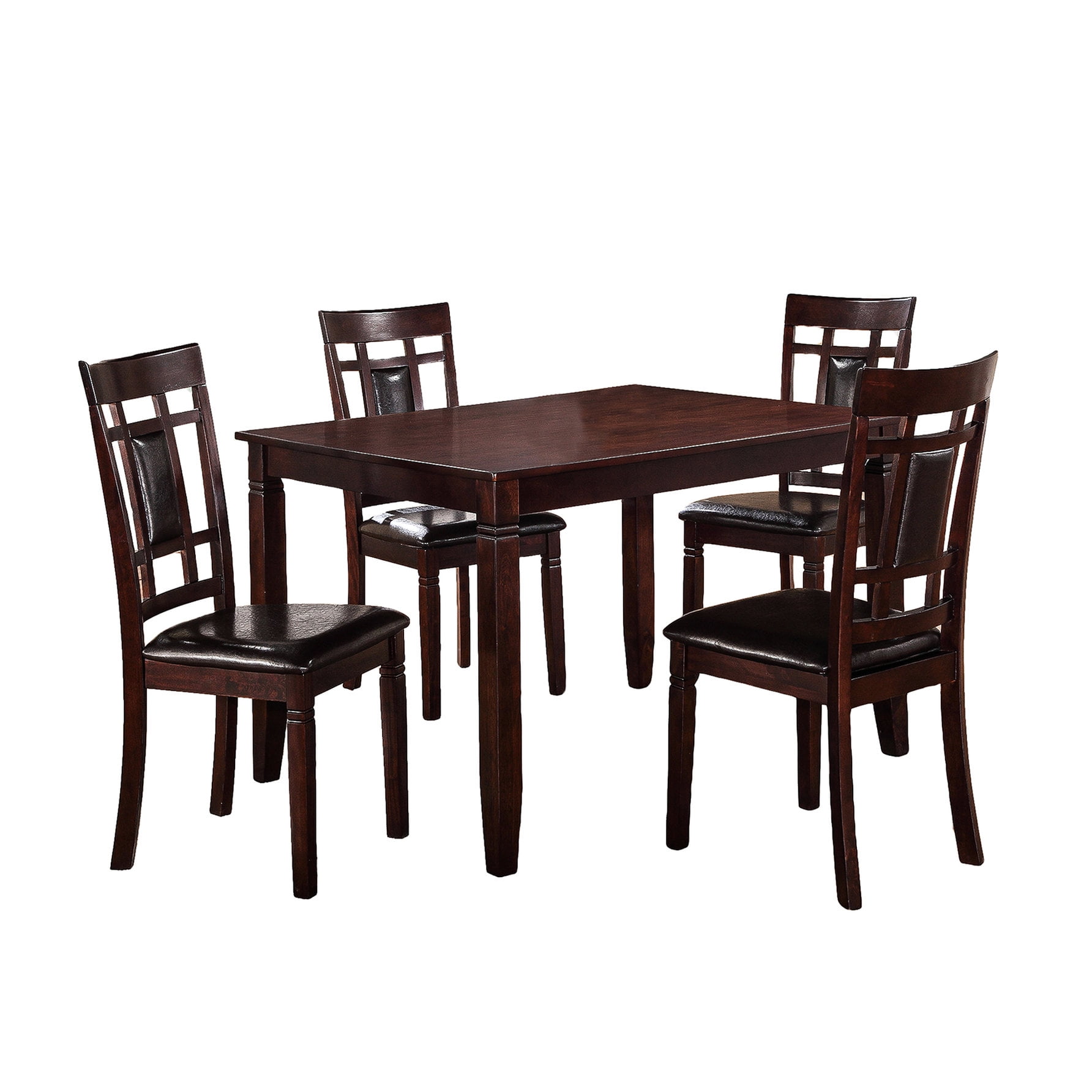 5-Piece Dining Set in Dark Brown | Rubber Wood Main Structure | Vinyl ...