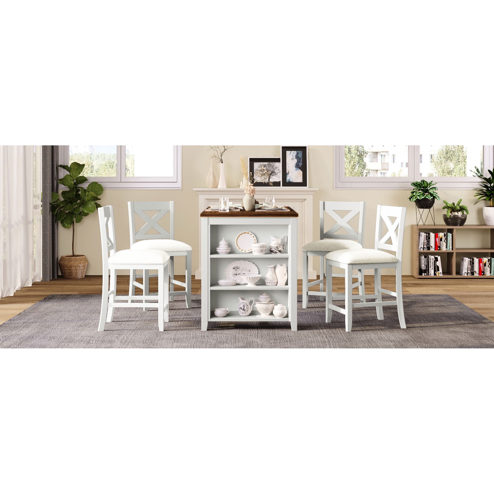 5-Piece Dining Set with Counter Height | Big Family Dining in Small ...