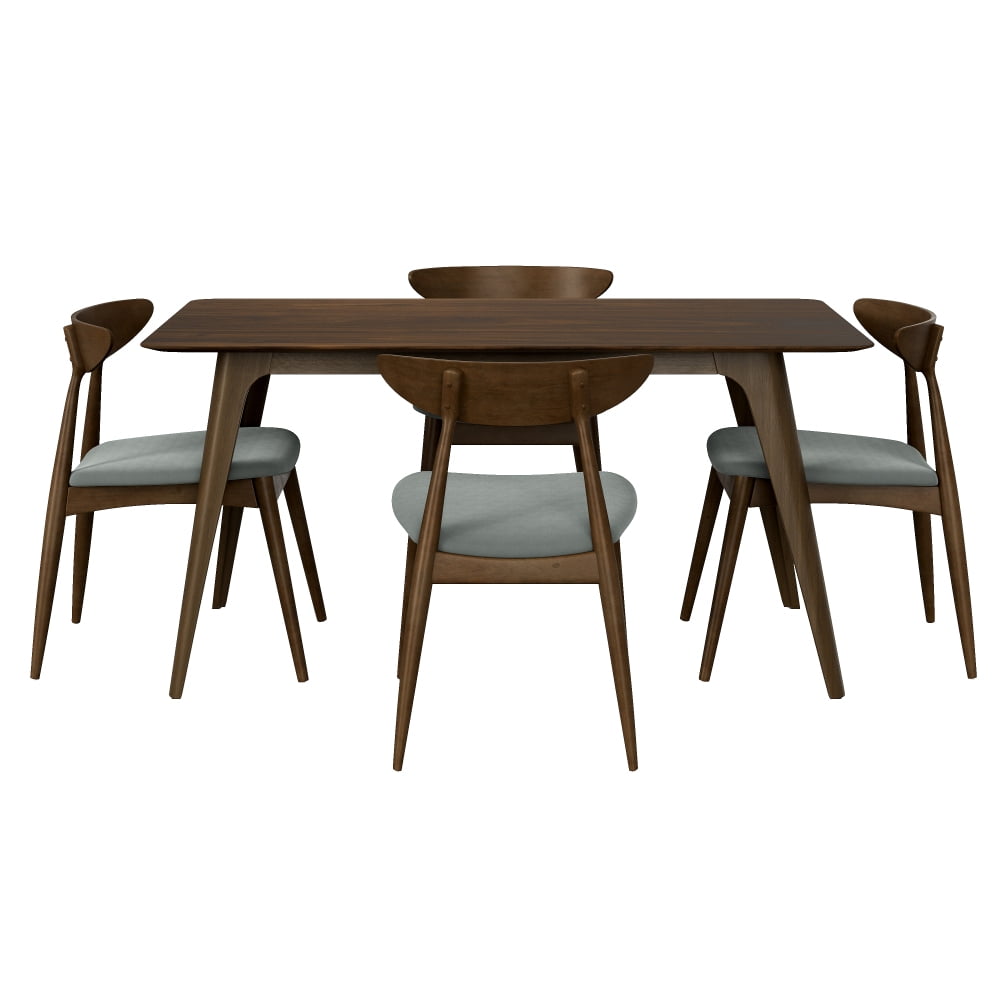 5-Piece Dining Table Set, 1 Table 4 Chairs, Rubberwood Frame, Ergonomic ...