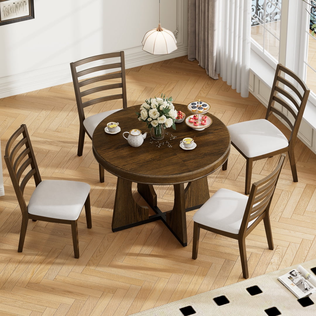 5 Piece Dining Table Set for 4, Extendable 58" Kitchen Table with 4 ...