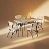 5 Piece Dining Table Set for 4, Rectangular Kitchen Table with 4 Boucle ...