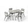5 Piece Dining Table Set for 4, Rectangular Kitchen Table with 4 Boucle ...