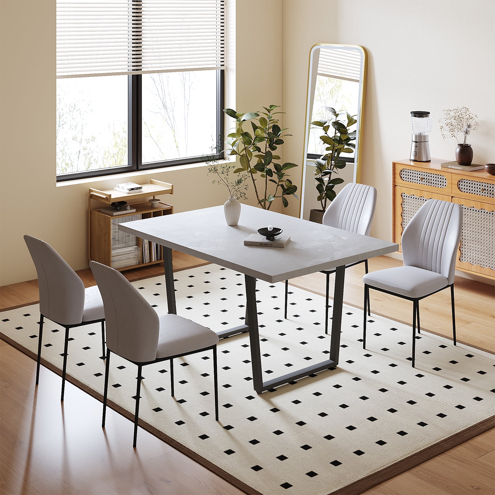 5 Piece Dining Table Set, 42.9 Inch Modern Kitchen Dining Table and ...