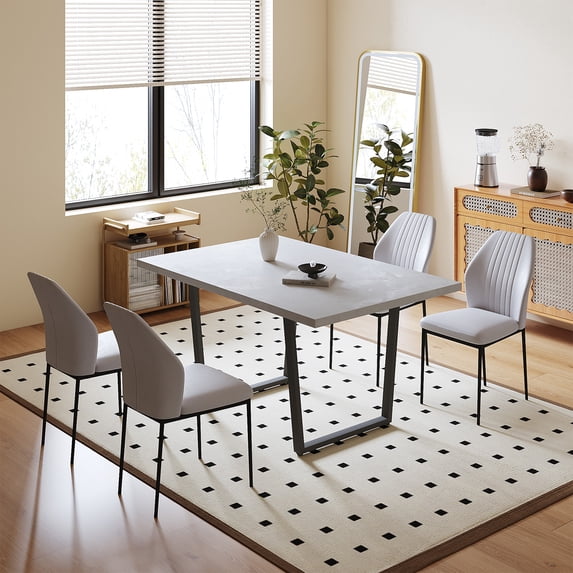 5 Piece Dining Table Set, 42.9 Inch Modern Kitchen Dining Table and ...