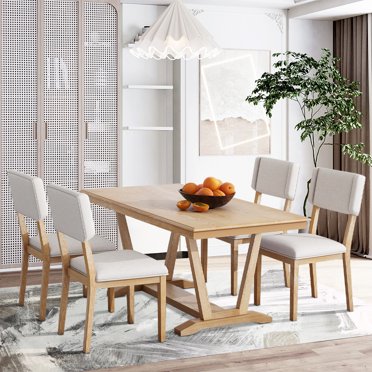 Churanty Farmhouse 6-Piece Dining Room Seating Set, Solid Wood Table ...