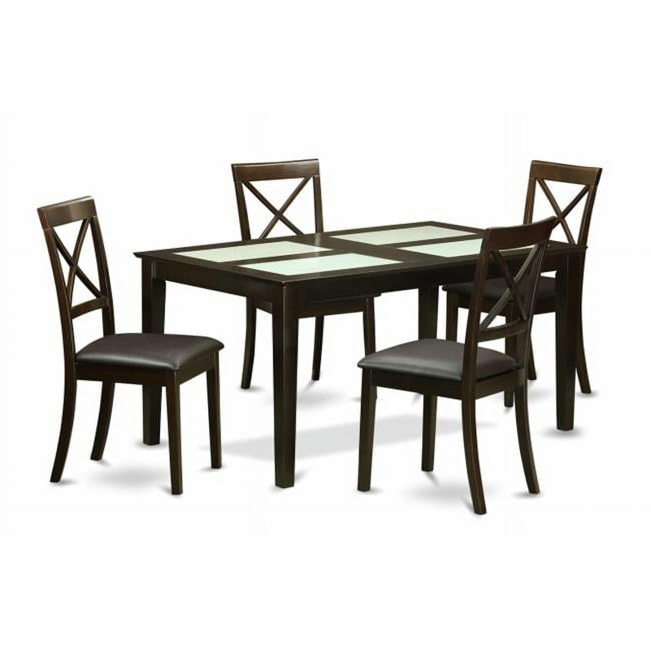 5 Piece Dining Table Set- Dining Table With Glass Topinserts and 4 ...