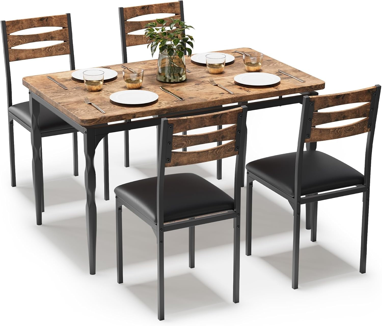 5 Piece Dining Table Set, Dining Table and Chairs Set for 4, Kitchen ...
