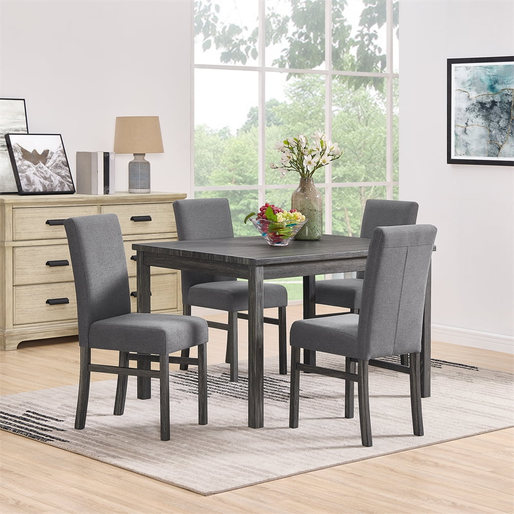 5-Piece Dining Table Set For 4 Modern Kitchen Table With 4 Upholstered ...