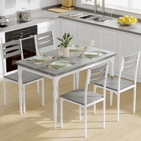 5 Piece Dining Table Set, Industrial Style Dining Table and Chairs Set ...