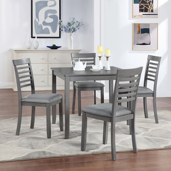 5-Piece Dining Table Set, Square Kitchen Table and 4 Ladder X-shaped ...