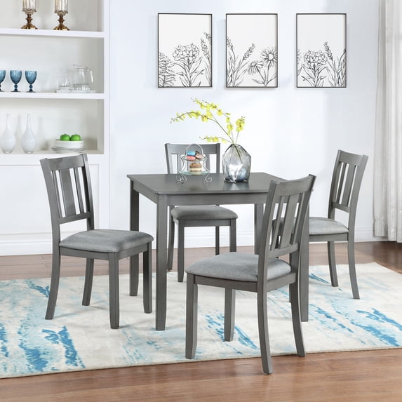 5-Piece Dining Table Set, Square Kitchen Table and 4 Slatted X-shaped ...