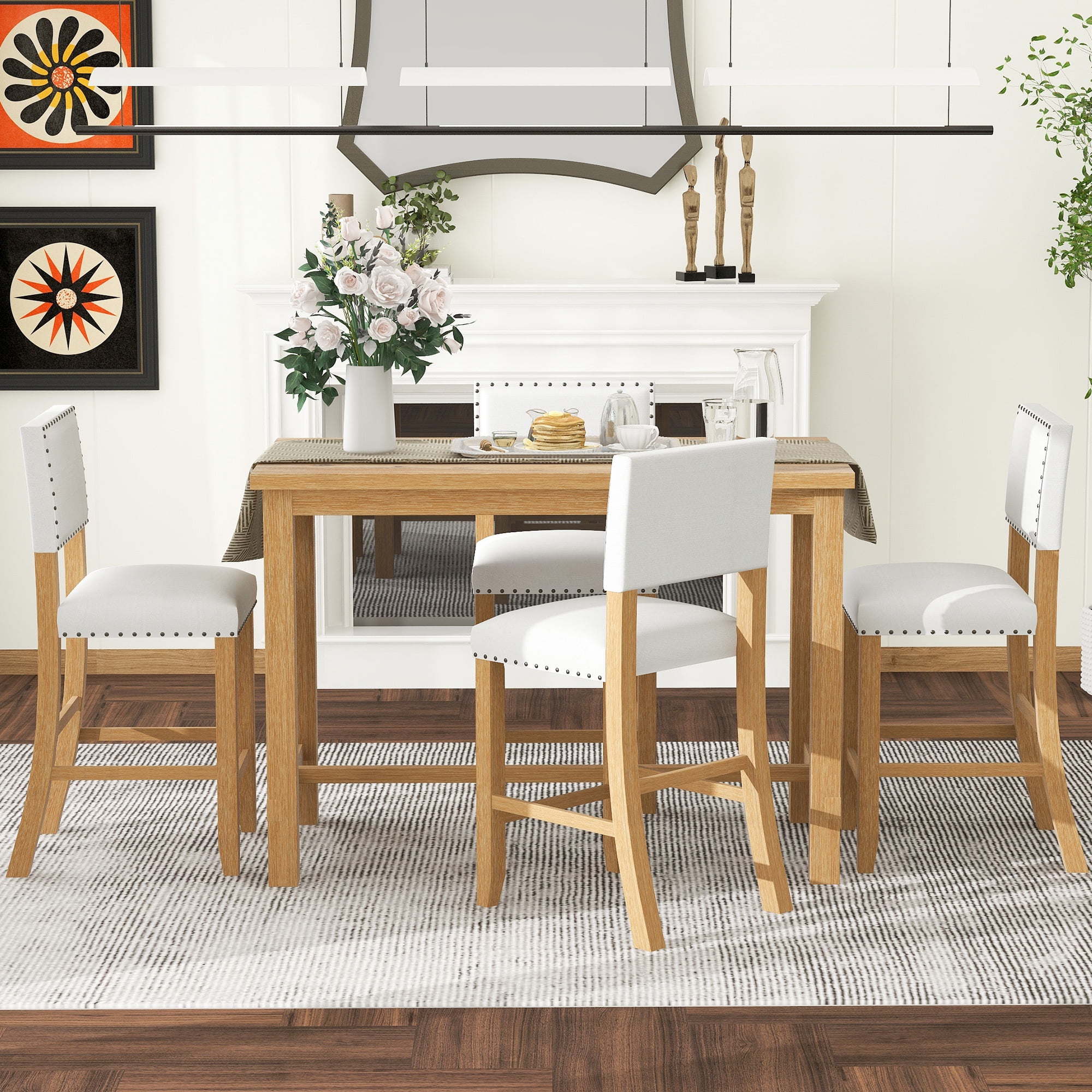 5 Piece Dining Table Set, TUANLUO Dining Set with Rectangle Table and 4 ...
