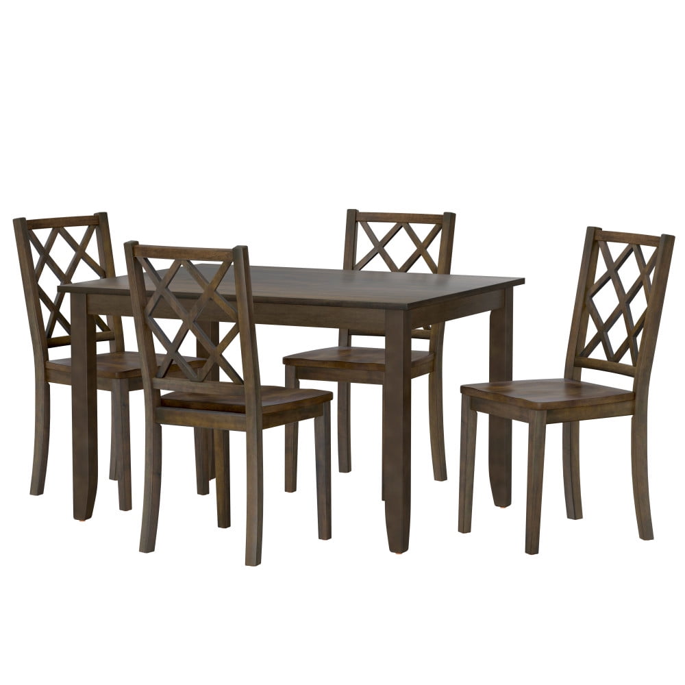 5-Piece Dining Table Set for 4, 48"Rectangular Wood Dining Table and 4 ...