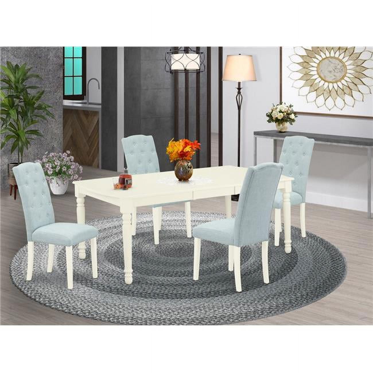 5 Piece Dover Dining Set - Linen White & Baby Blue - Walmart.com