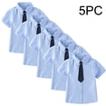 5 Piece Dress Shirt Set for Boys And Girls Short Sleeve Collared ...