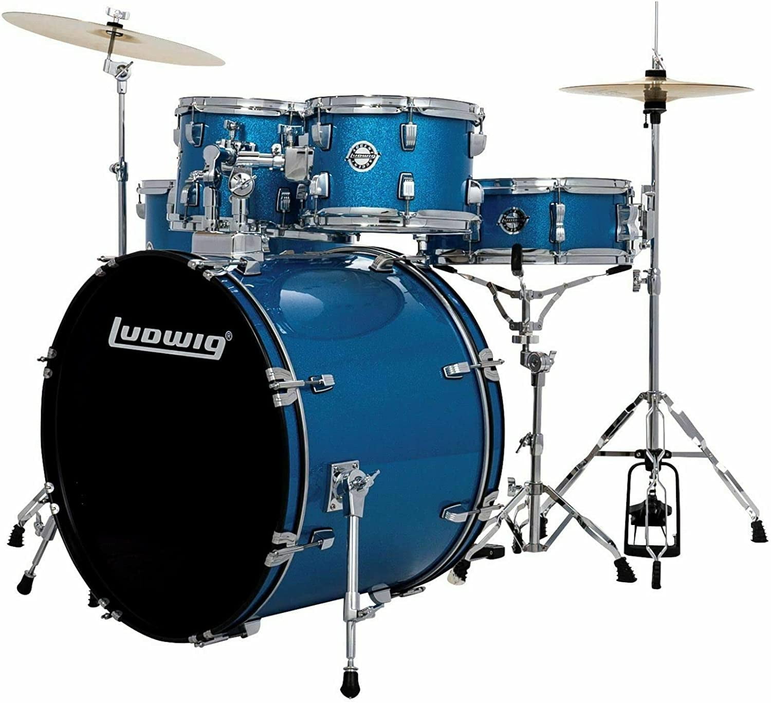 5-Piece Drum Set with Hardware, Throne, Pedal, Cymbals, Sticks and Drum ...