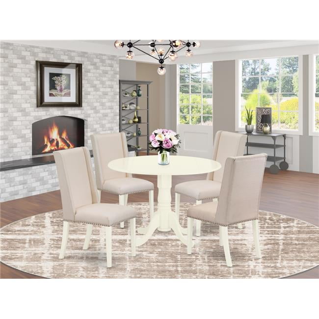 5 Piece Dublin Round Dinette Set - Cream & Linen White - Walmart.com