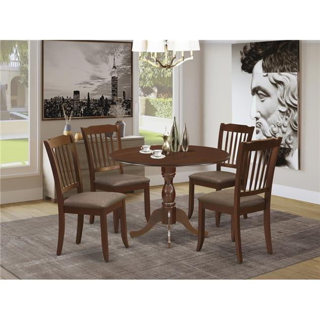 5 Piece Dublin Wood Dining Table Set - Mahogany - Walmart.com