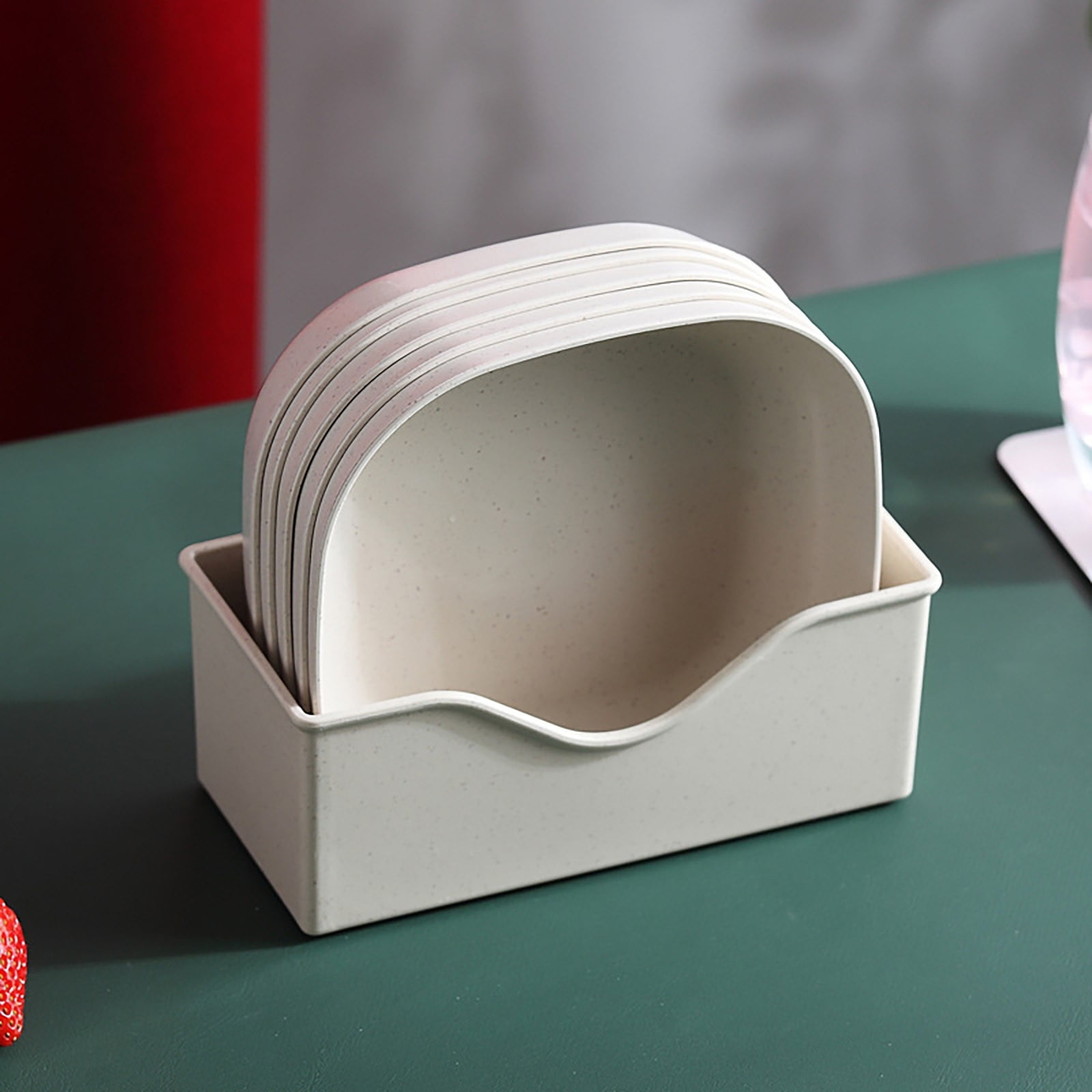 5-Piece Eco-Friendly Snack Plates Set Biodegradable Straw Dessert Trays ...