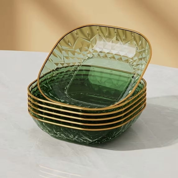 5-Piece Elegant Gold Frame Square Plate Set - Versatile Tableware for ...