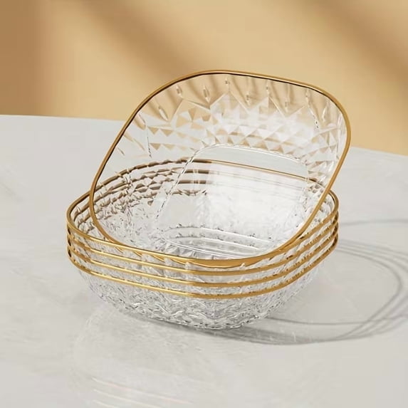 5-Piece Elegant Gold Frame Square Plate Set - Versatile Tableware for ...