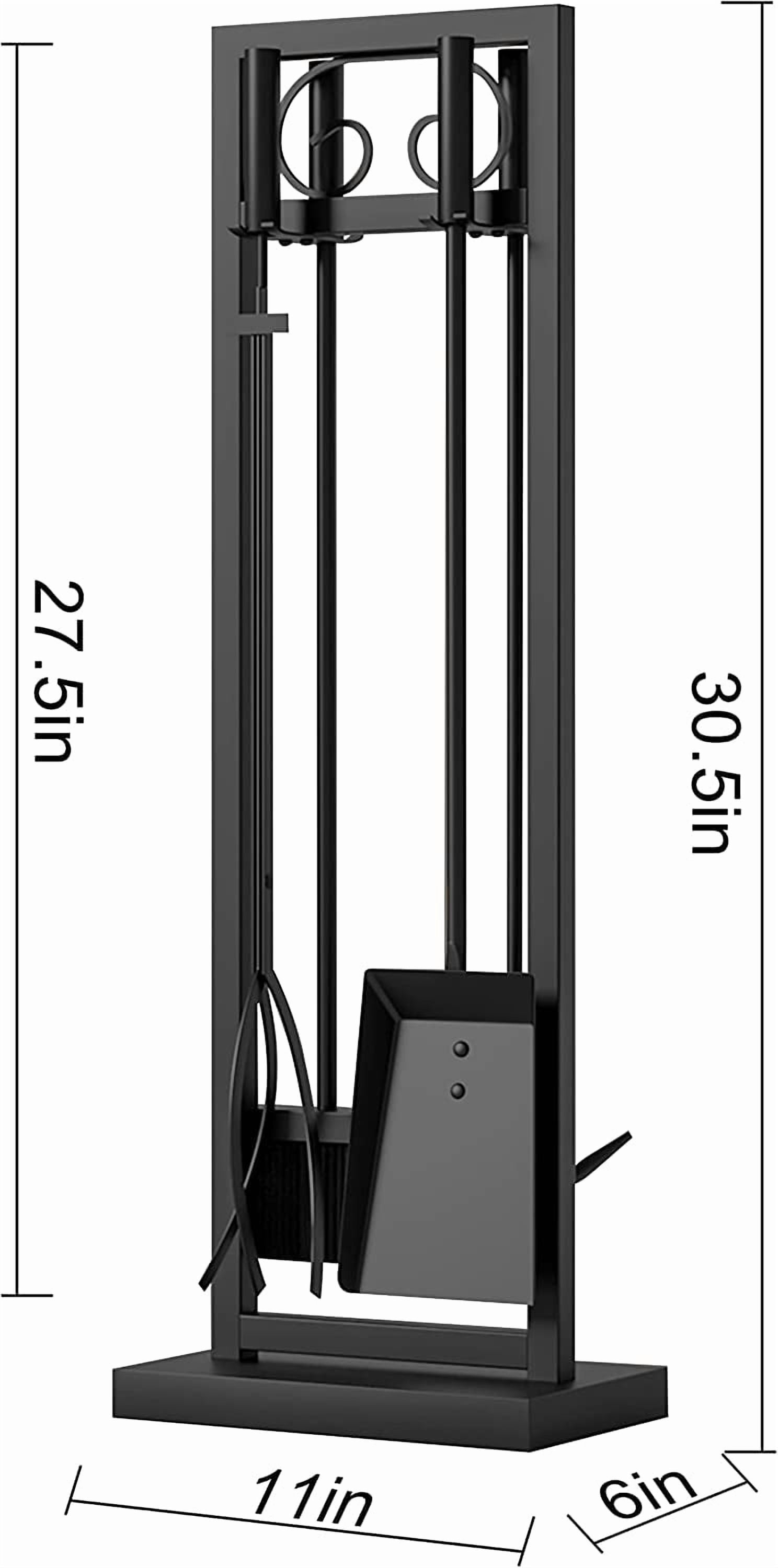 5-Piece Fireplace Tool Set – 30.5" Black Scroll Design Heavy Duty ...