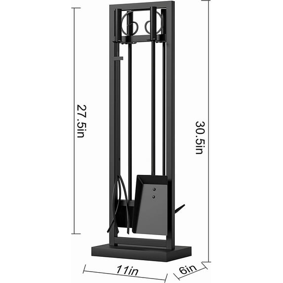 5-Piece Fireplace Tool Set – 30.5" Black Scroll Design Heavy Duty ...