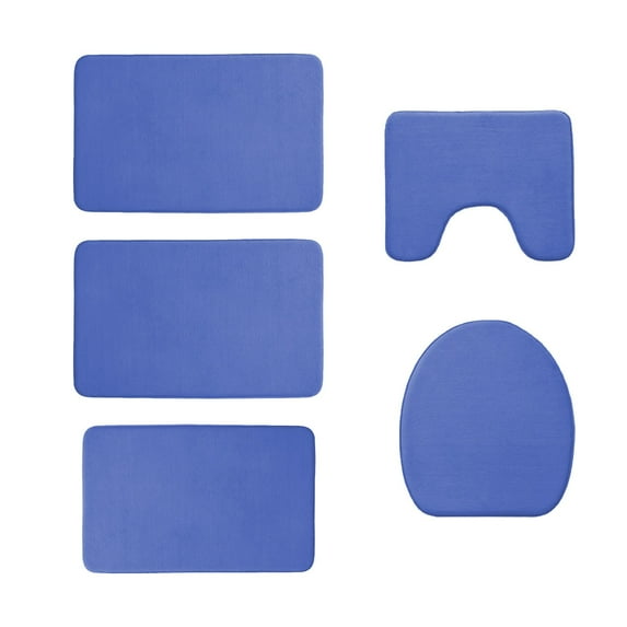 5-Piece Foam Bath Mat Set - Universal Non-Slip Absorbent Toilet Mats ...