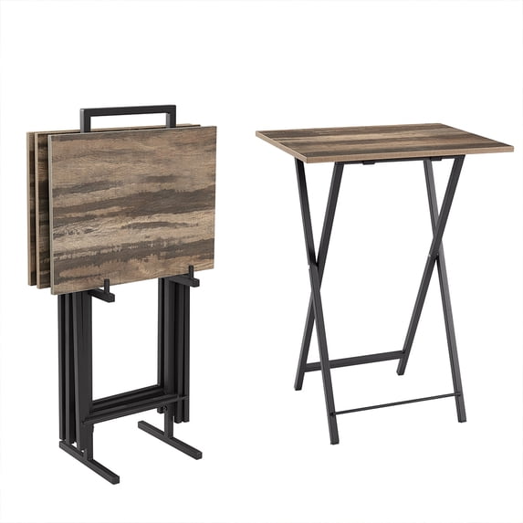 5-Piece Folding TV Tray Table Set - Slate Gray, Particle Board, 18.9 ...