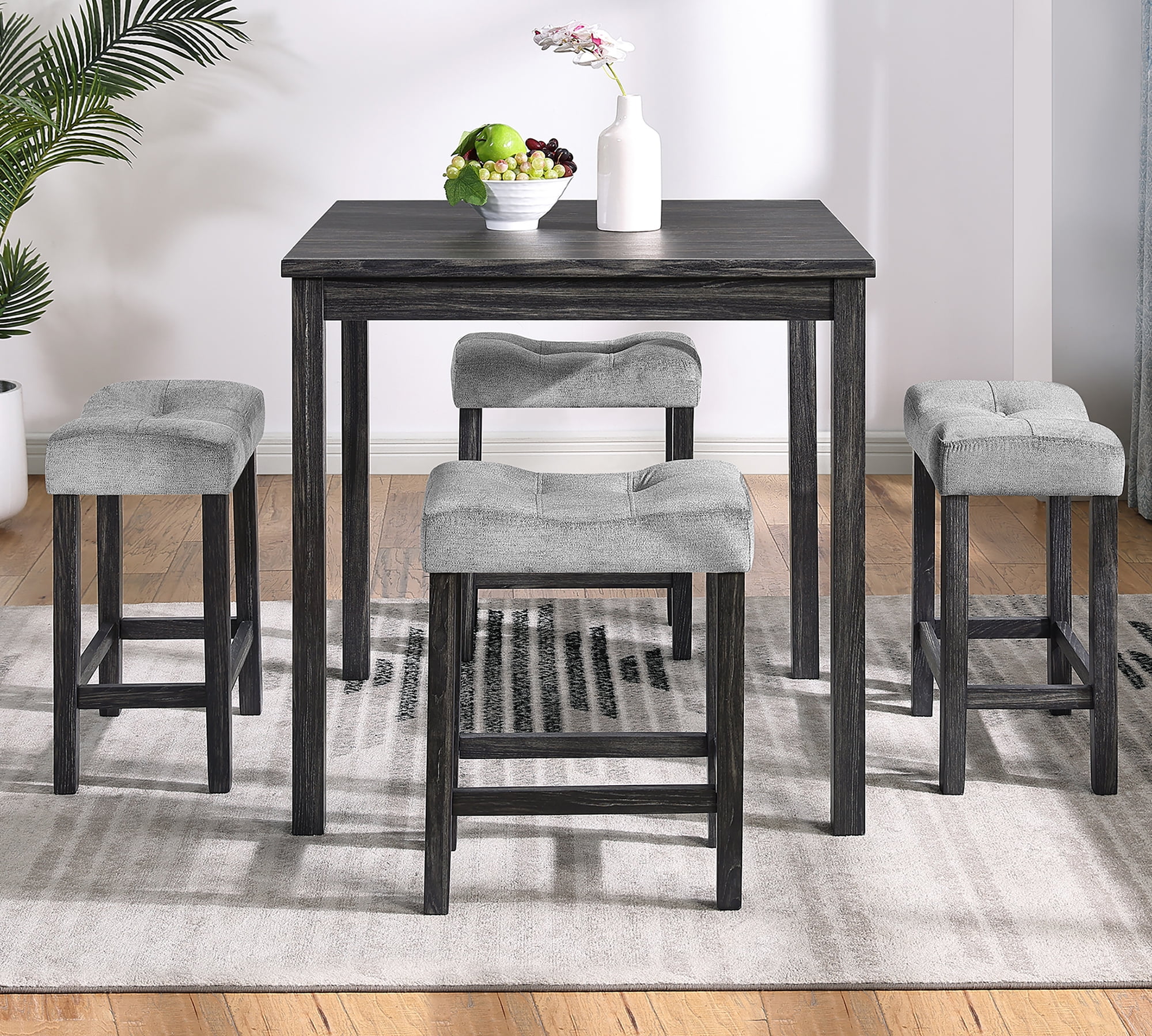 5-Piece Furniture Set with 4 Chairs and 1 Wooden Table, Modern Kitchen ...