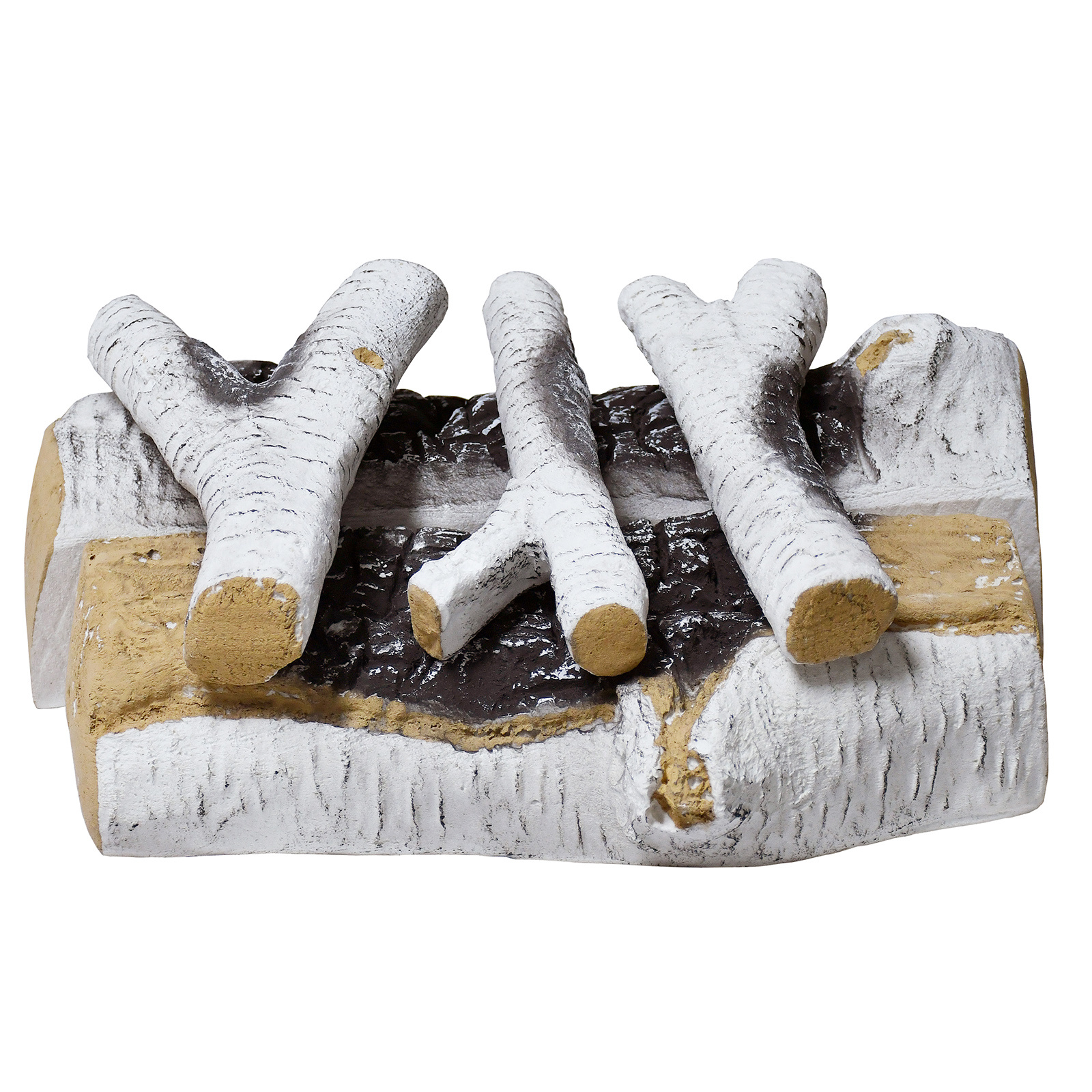 5 Piece Gas Fireplace Logs Birch,Ceramic Log Set Birch Wood Style for ...