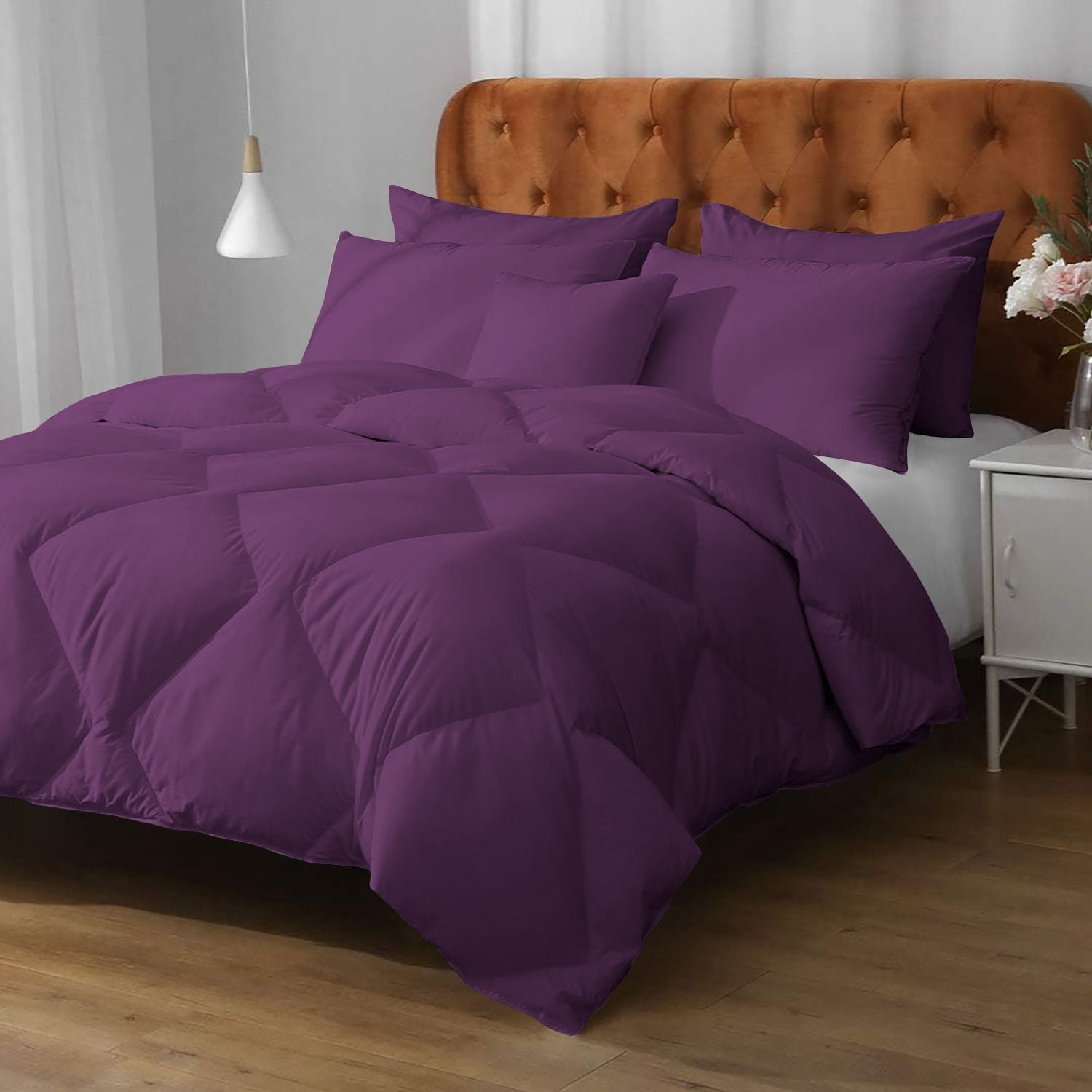 5 Piece Geometric Grid Design Comforter Set, 800 TC, 100% Egyptian ...