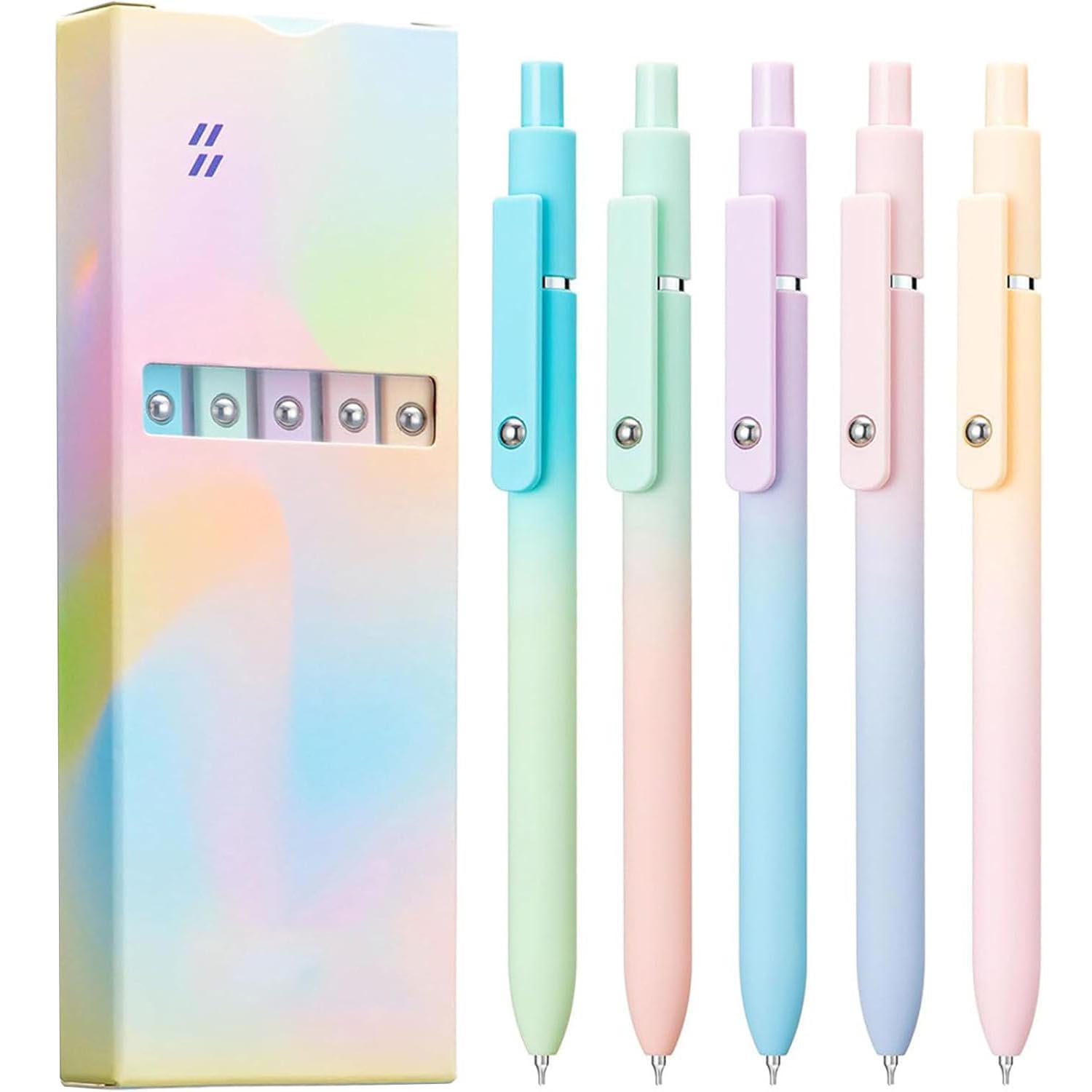 5 Piece Gradient Gel Pen Set, 5PCS Rainbow Minimalist Press Type Quick ...