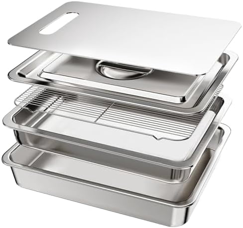5-Piece Grill Carry System, Large Stainless Steel Grill Prep Trays with ...