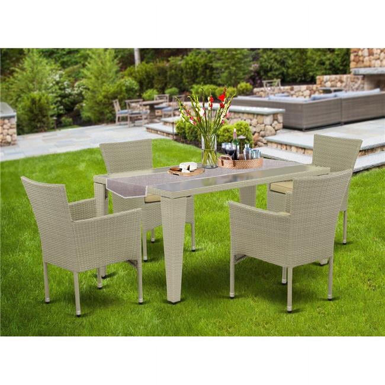 5 Piece Gudhjem Outdoor-furniture Natural Color Wicker Dining Set ...
