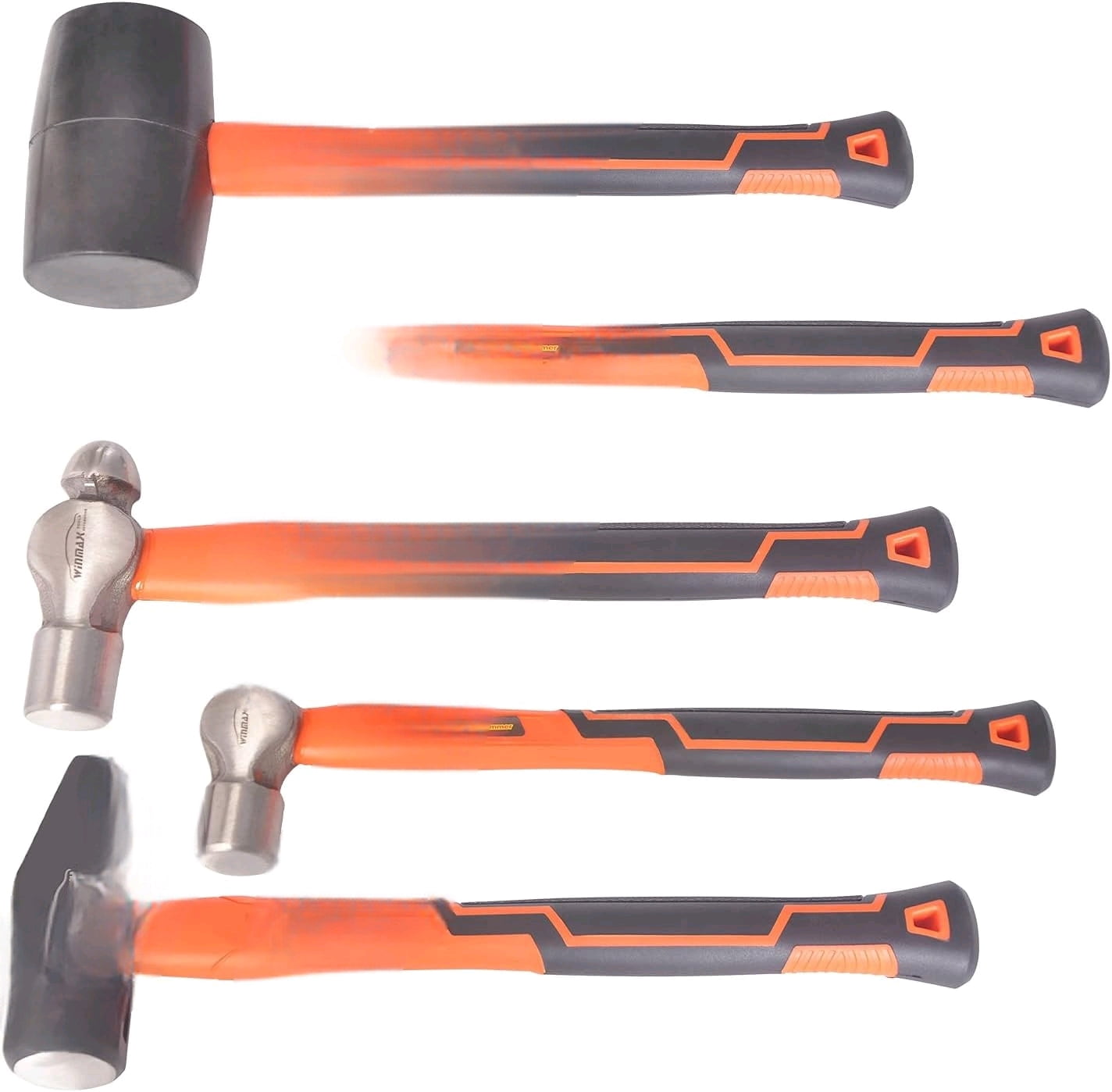 5-Piece Hammer Set, 16oz & 32oz Ball Pein Hammers, 32oz Rubber Mallet ...