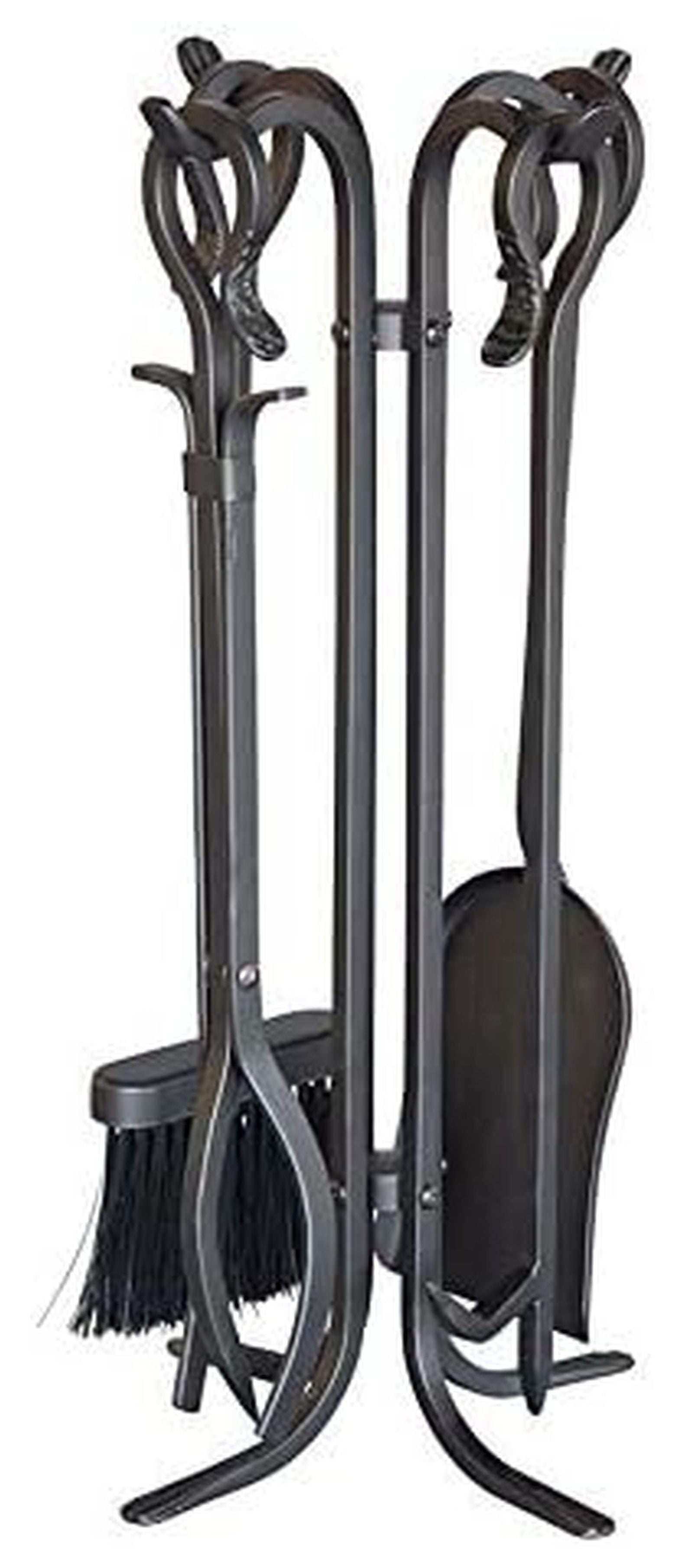 5 Piece Hand Forged Iron Compact Fireplace Tool Set | | Tongs | Shovel ...