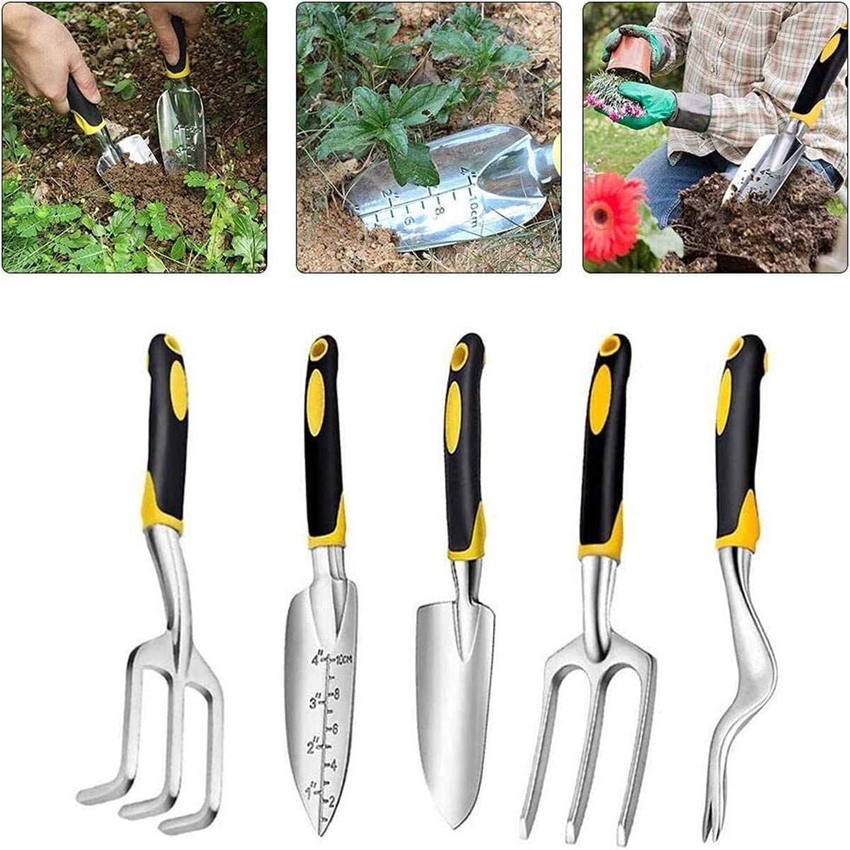 5 Piece Hand Tool Kit, Outdoor Tool, Gardening Work Set with Ergonomic ...