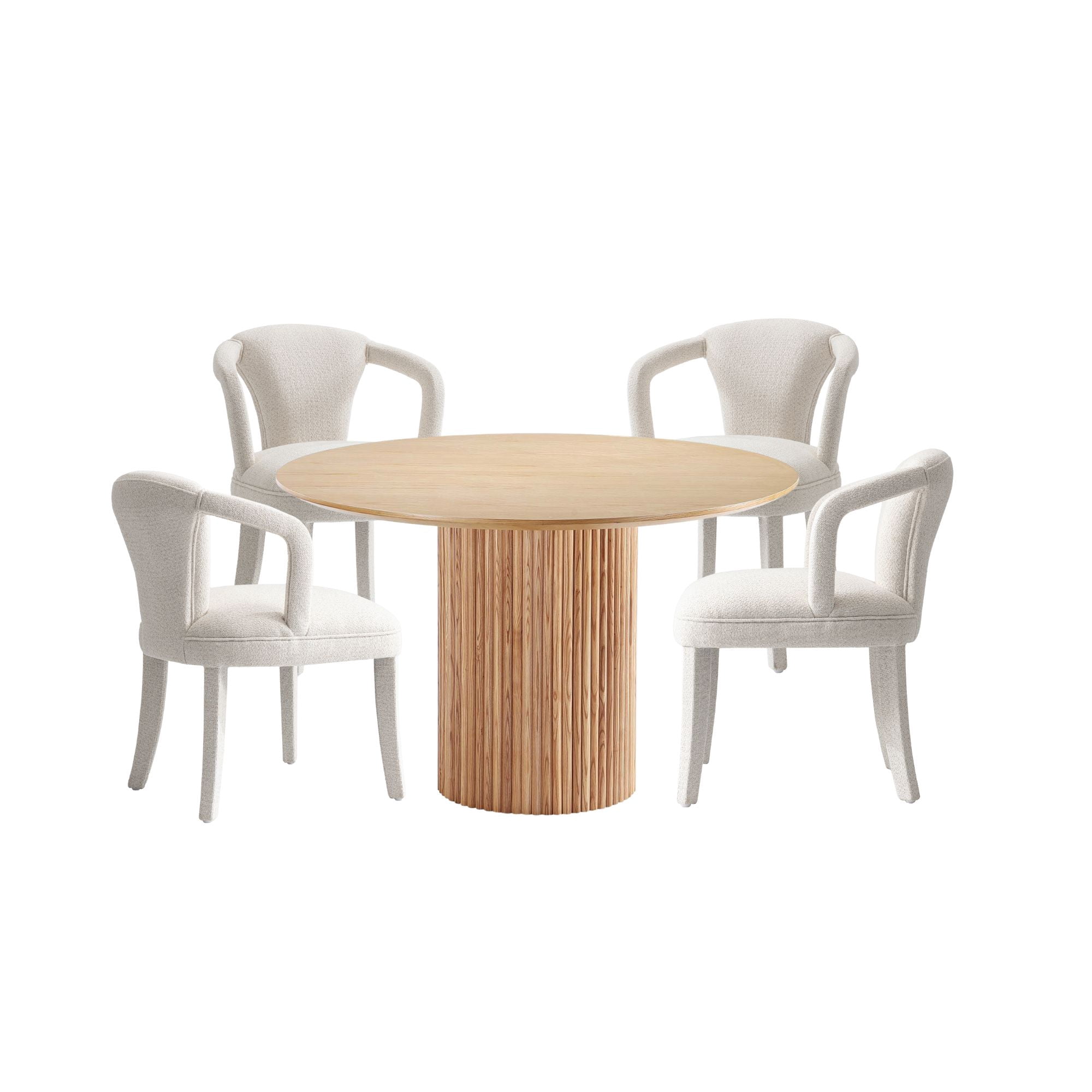 5-Piece Hathaway 47.24 Round Dining Set with 4 Palmer Dining Armchairs ...