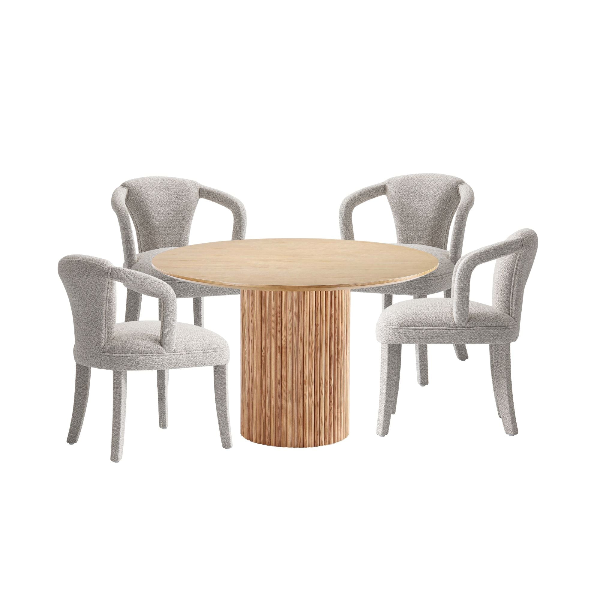 5-Piece Hathaway 47.24 Round Dining Set with 4 Palmer Dining Armchairs ...